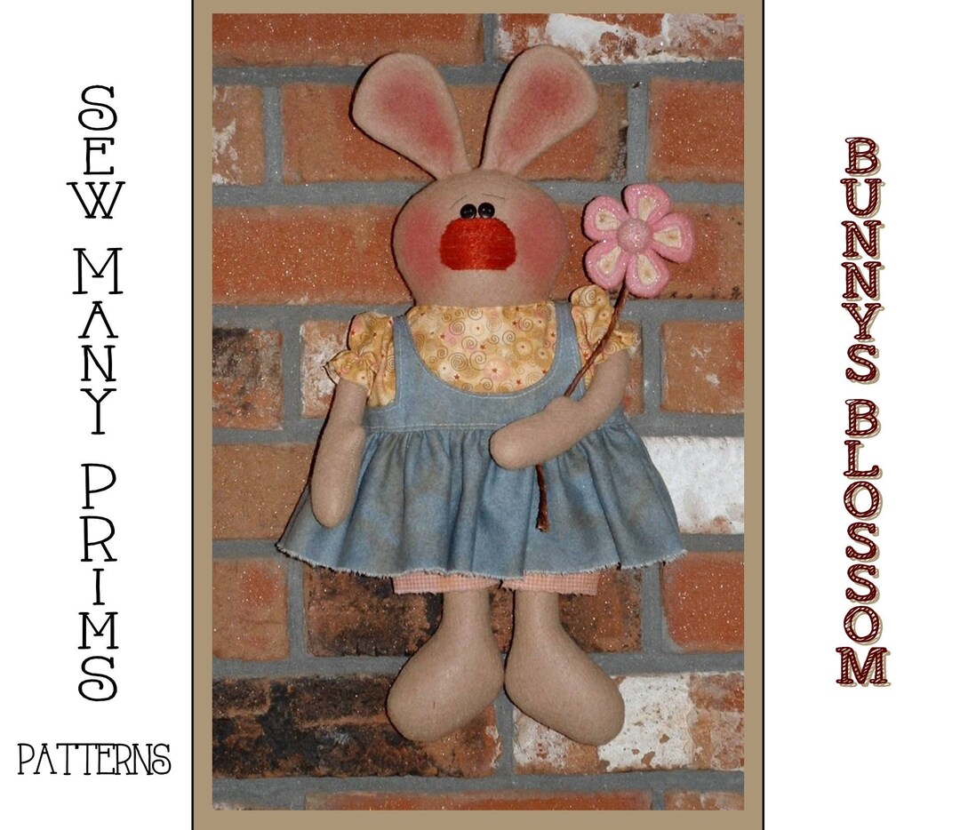 Primitive PATTERN Rabbit Flower - Bunny's Blossom - Sew Many Prims ...