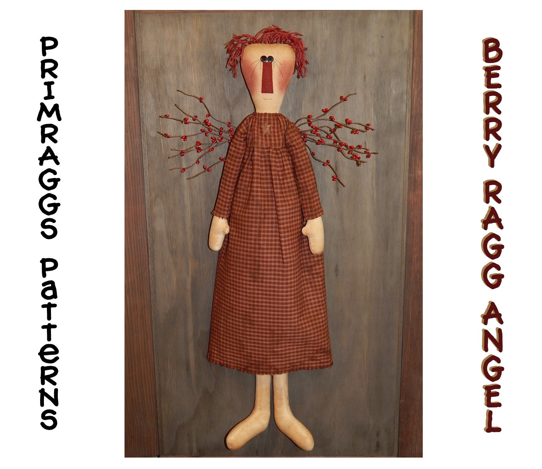 Primitive Angel PATTERN Rag Doll - Berry Ragg Angel - Primraggs - Door ...