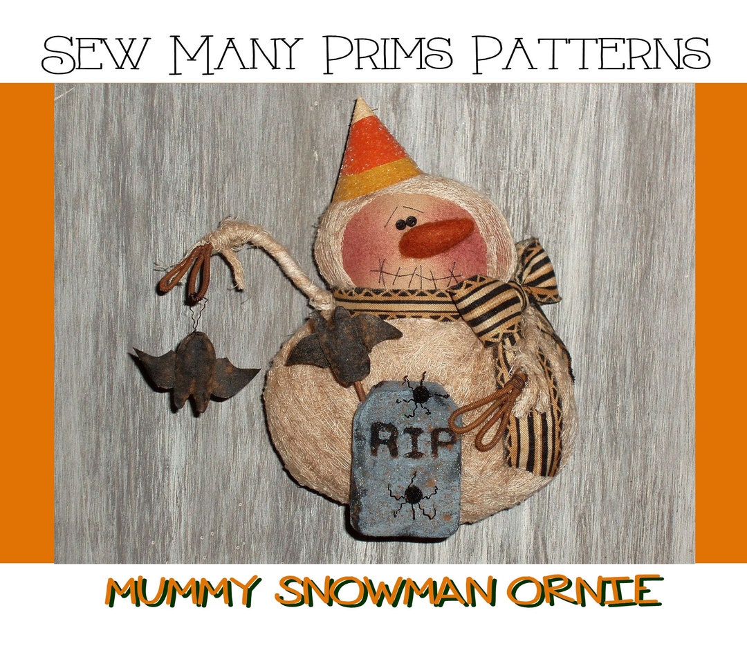 Halloween PATTERN - Mummy Snowman Ornie - Candy Corn, Bats, Spiders ...