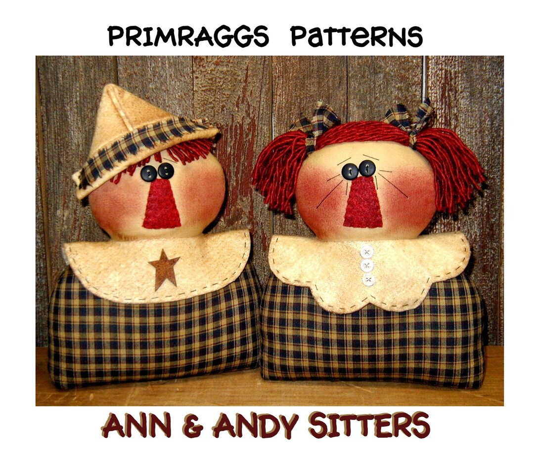 Prim Raggedy PATTERN Stump Dolls - Ann & Andy Sitters - Primraggs ...