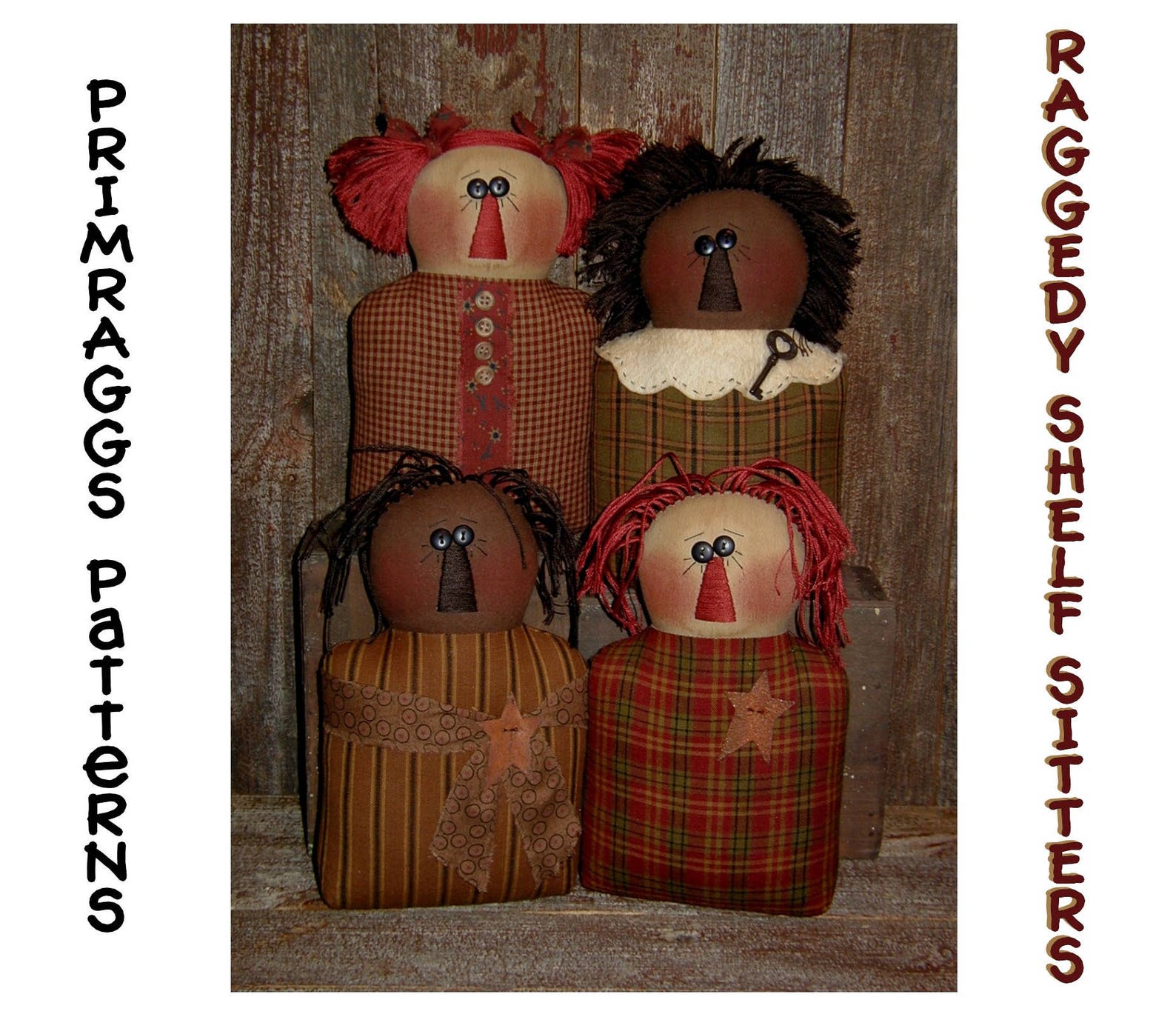 Primitive Rag Doll PATTERN Annie Stump Dolls Raggedy Shelf Sitters ...