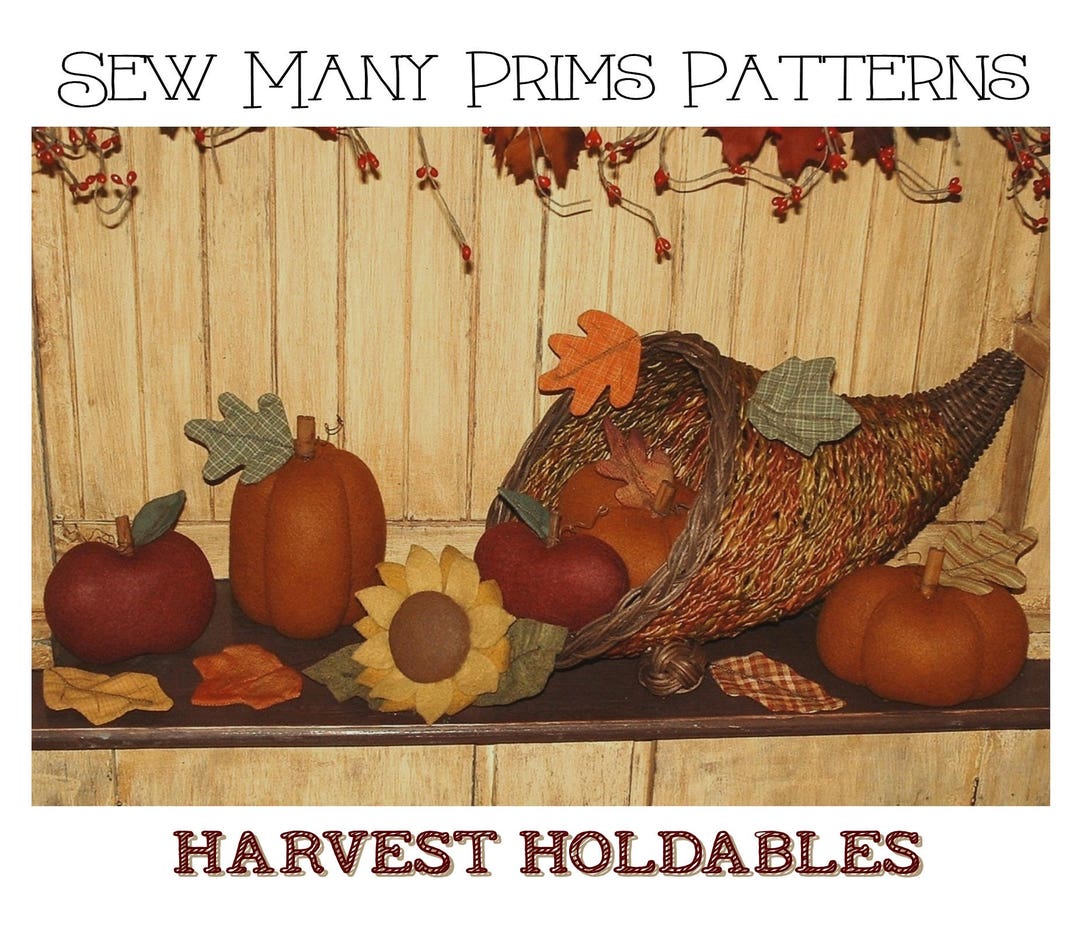 Primitive Fall PATTERN - Apple Pumpkin Sunflower Leaves - Autumn ...