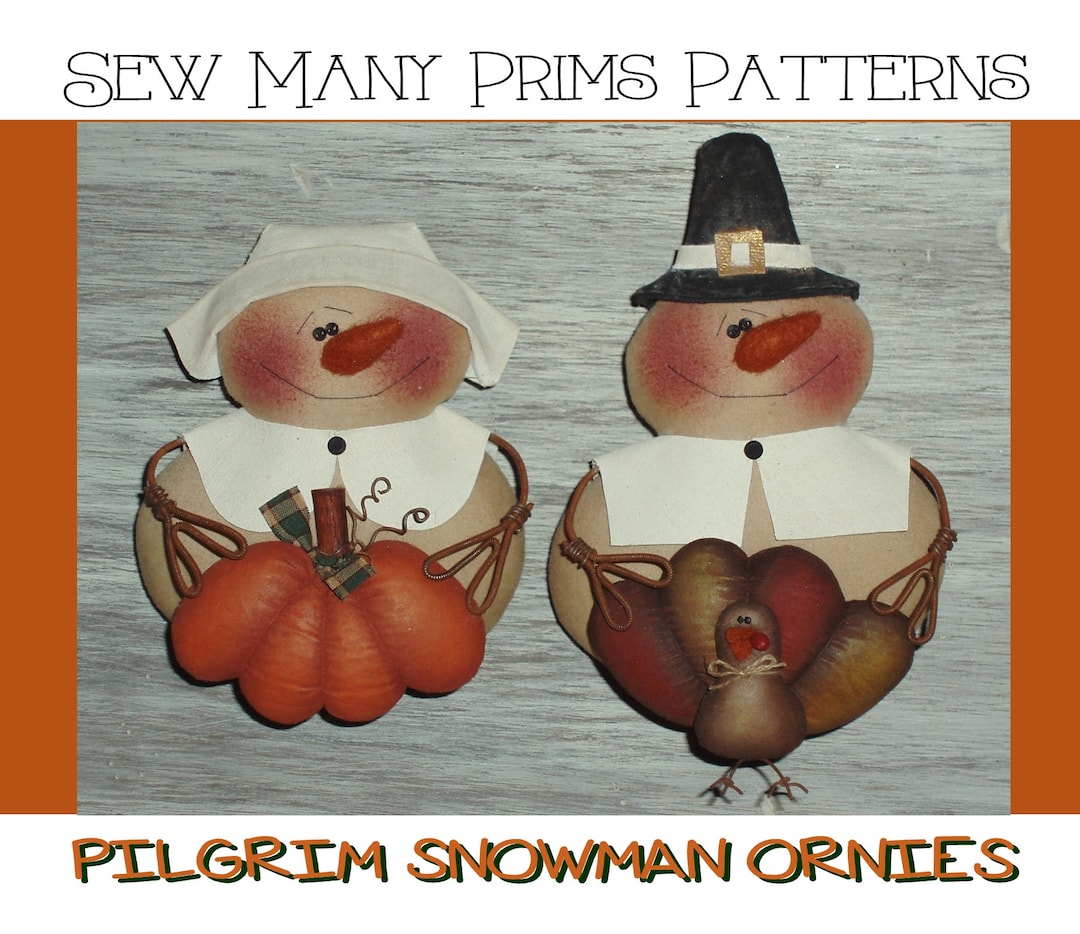 Primitive Pilgrim PATTERN Pumpkin, Turkey, Thanksgiving, Ornament, Fall ...