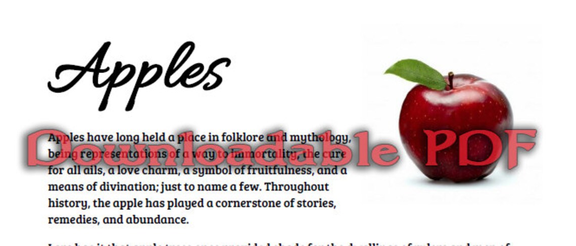 Apple Lore and Magick BOS PDF Printable Book of Shadows Page - Etsy