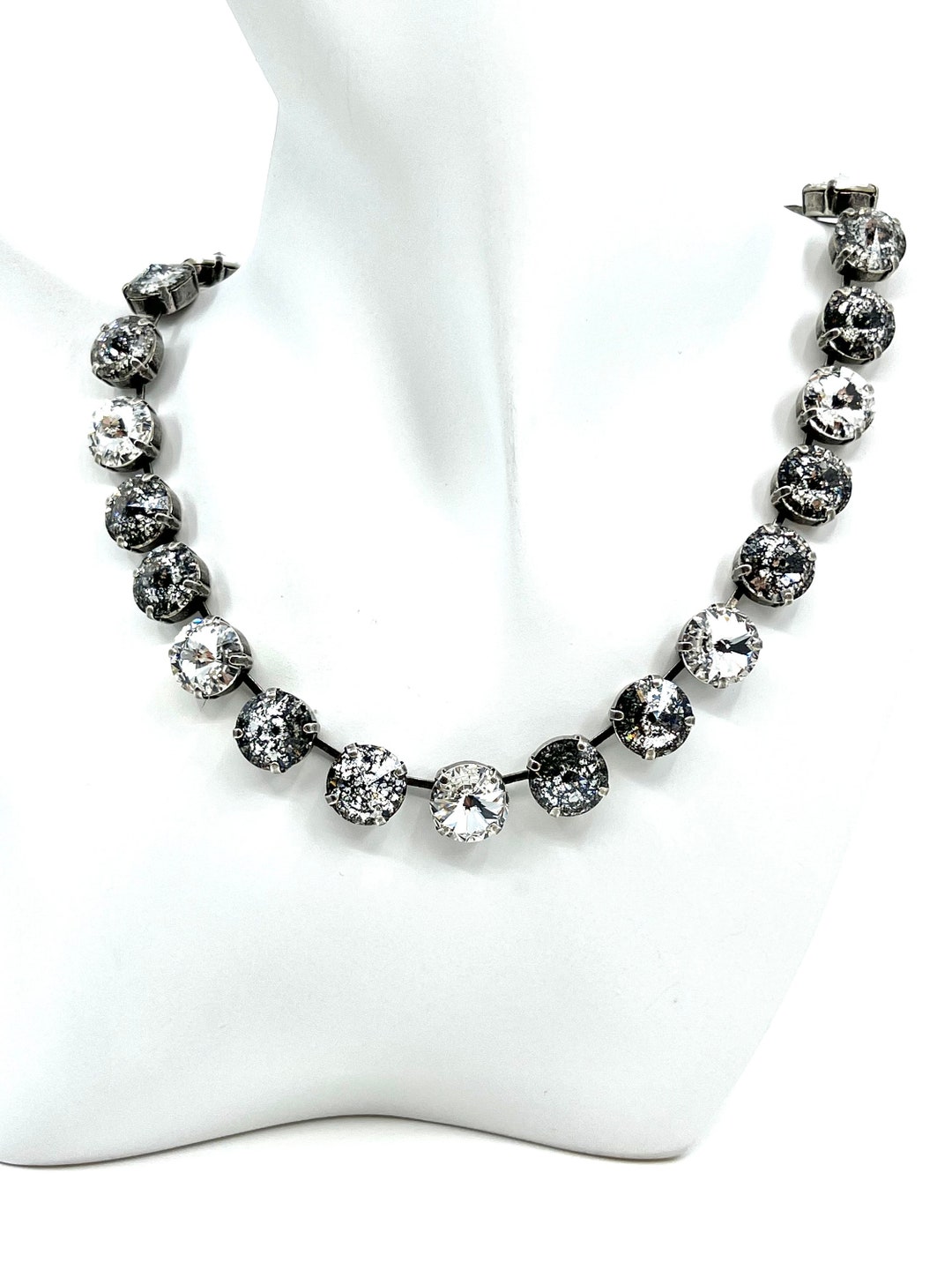 Clear & Patina Genuine Austrian Crystal 12mm Necklace - Etsy