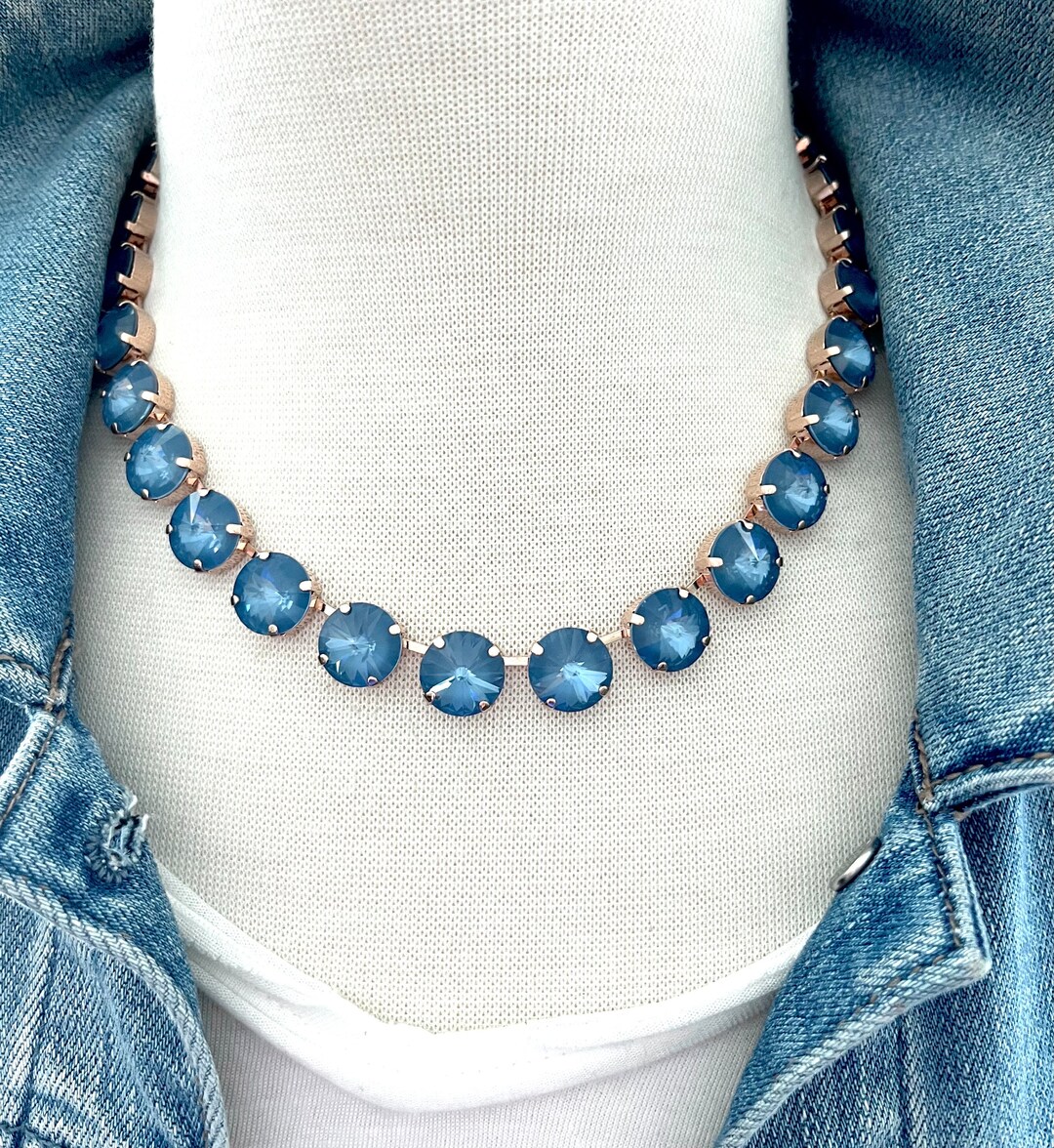 Denim Ignite 12mm Genuine Crystal Necklace - Etsy