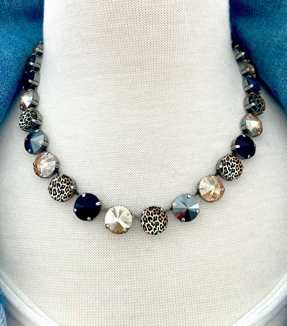 Leopard Luxe Genuine Austrian Crystal Necklace Cheetah - Etsy