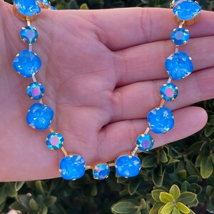 Electric Blue & AB Genuine Austrian Crystal 8mm/12mm Necklace - Etsy