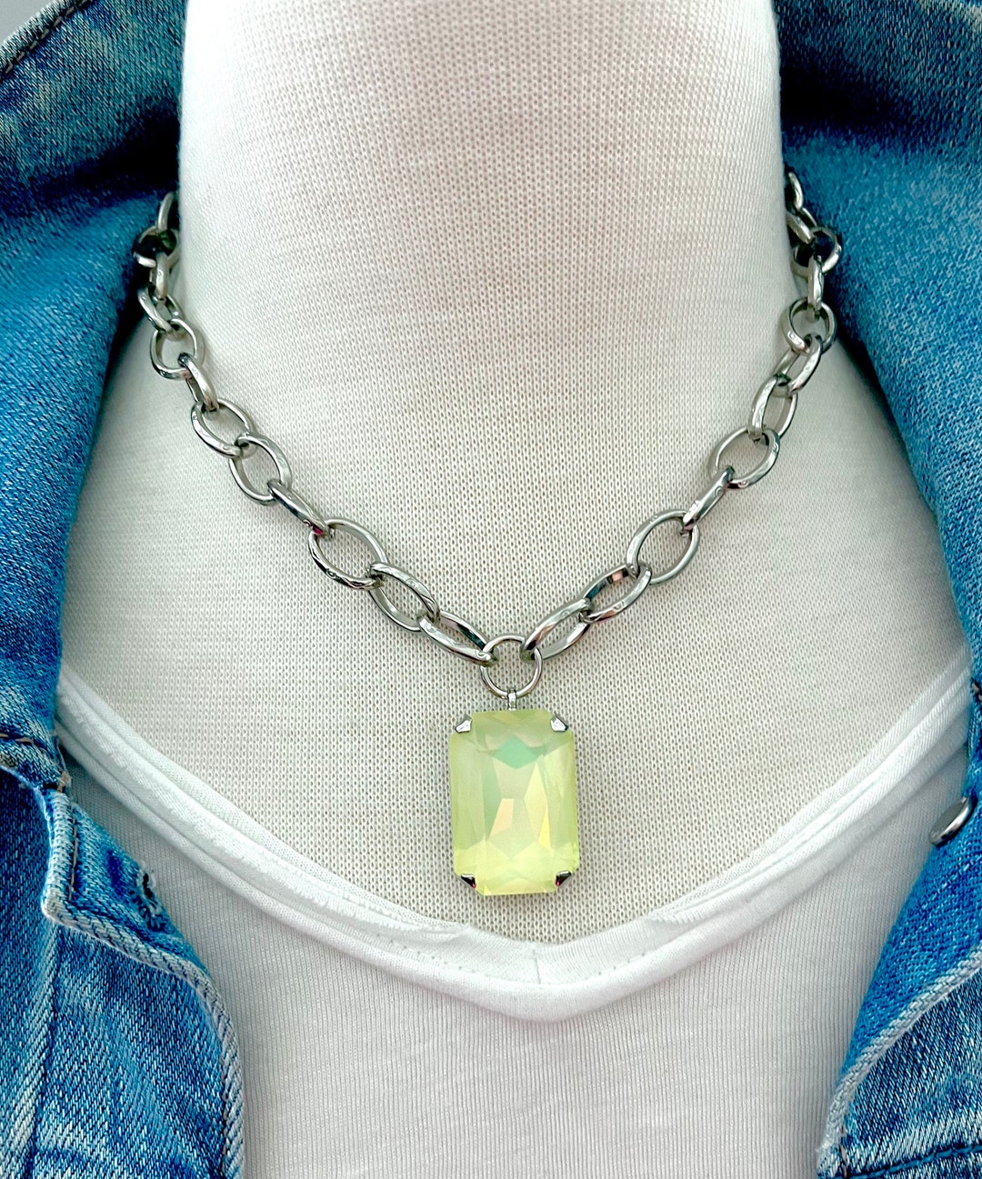 Isabella Pendant in Lemon Illusion 27mm Rectangle Genuine Crystal ...