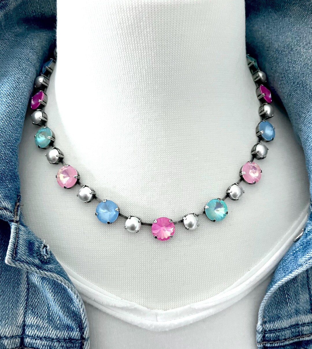Fancy Chic • Genuine Austrian Crystal 8mm/12mm Necklace - Etsy