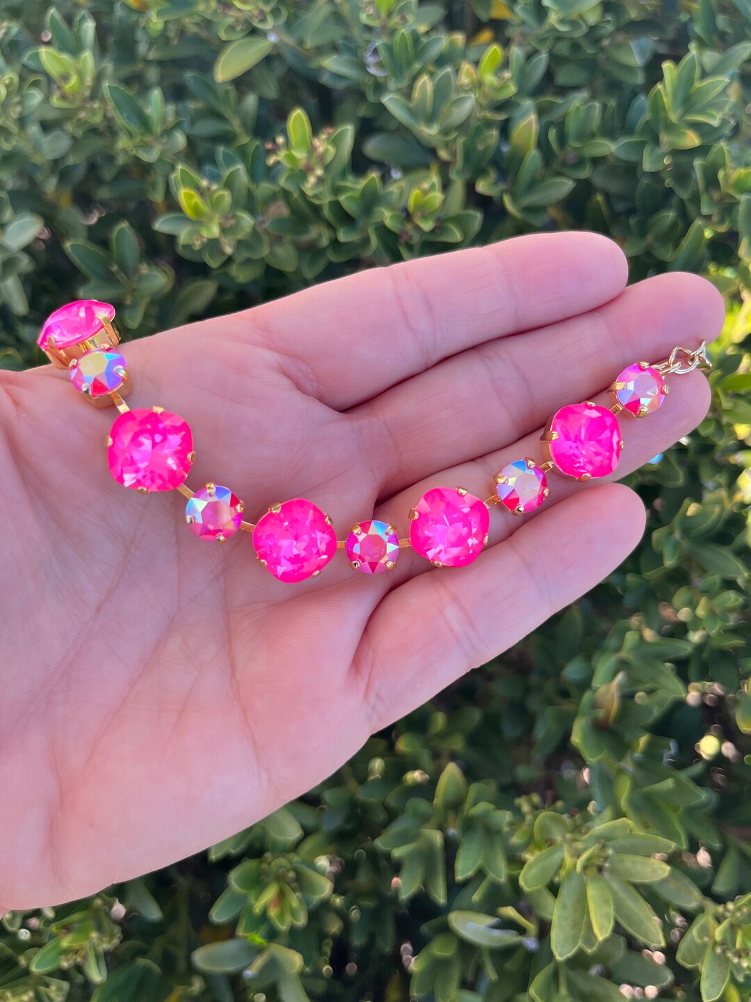 Electric Pink & Pink AB • Genuine Austrian Crystal 8mm/12mm Bracelet - Etsy