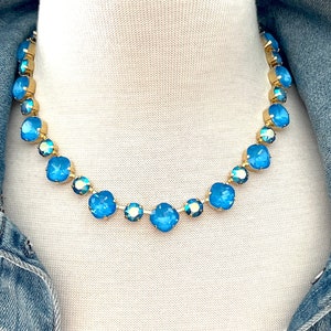 Electric Blue & AB • Genuine Austrian Crystal 8mm/12mm Necklace - Etsy