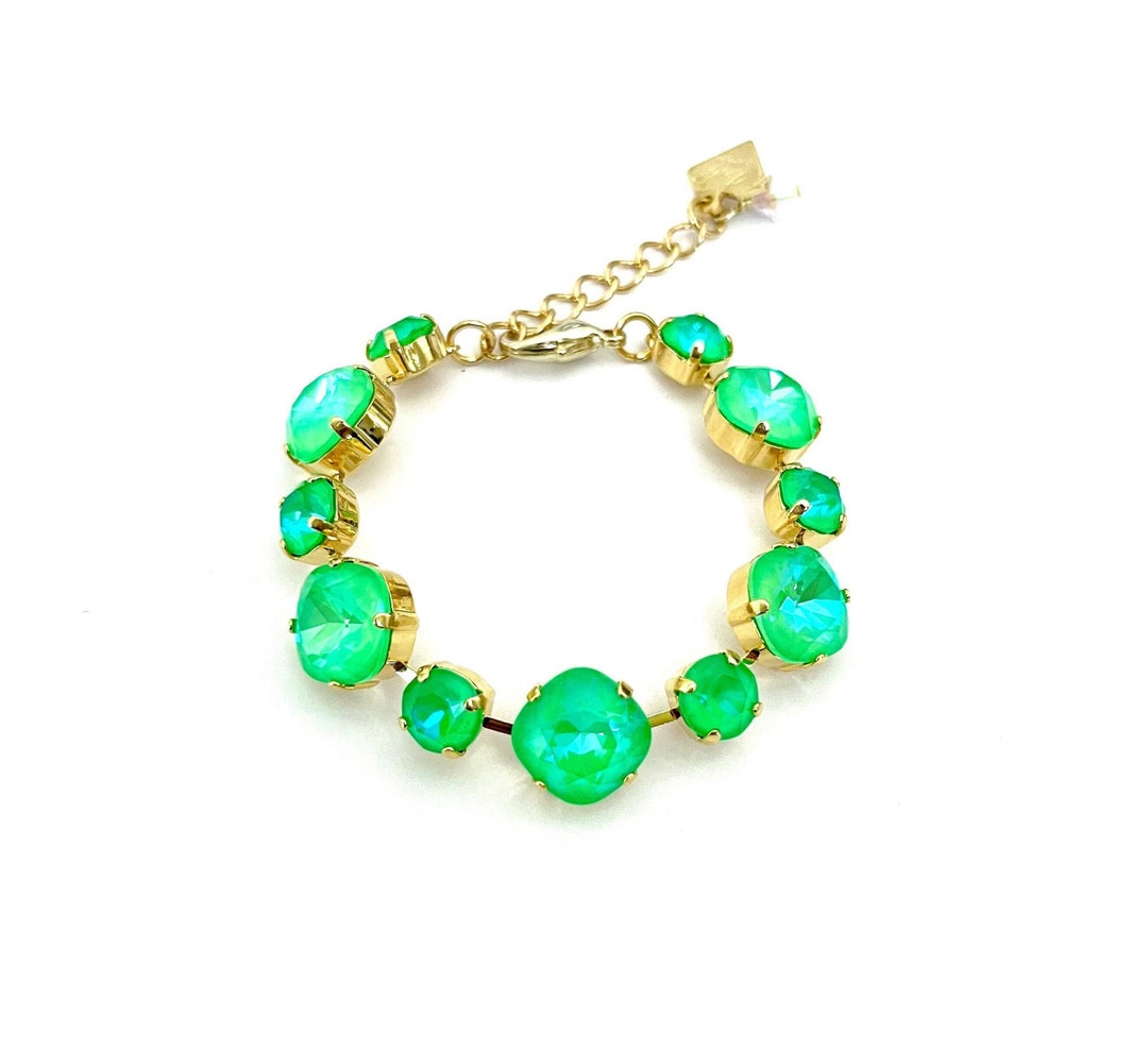 Glo Green Genuine Austrian Crystal 8mm/12mm Bracelet - Etsy