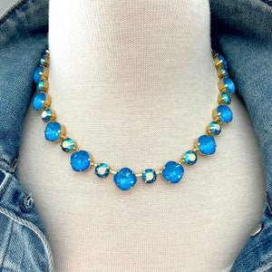 Electric Blue & AB Genuine Austrian Crystal 8mm/12mm Necklace - Etsy
