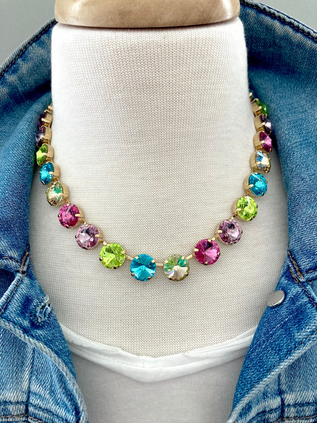 Bikinis & Martinis • 12mm Genuine Austrian Crystal Necklace • Green ...