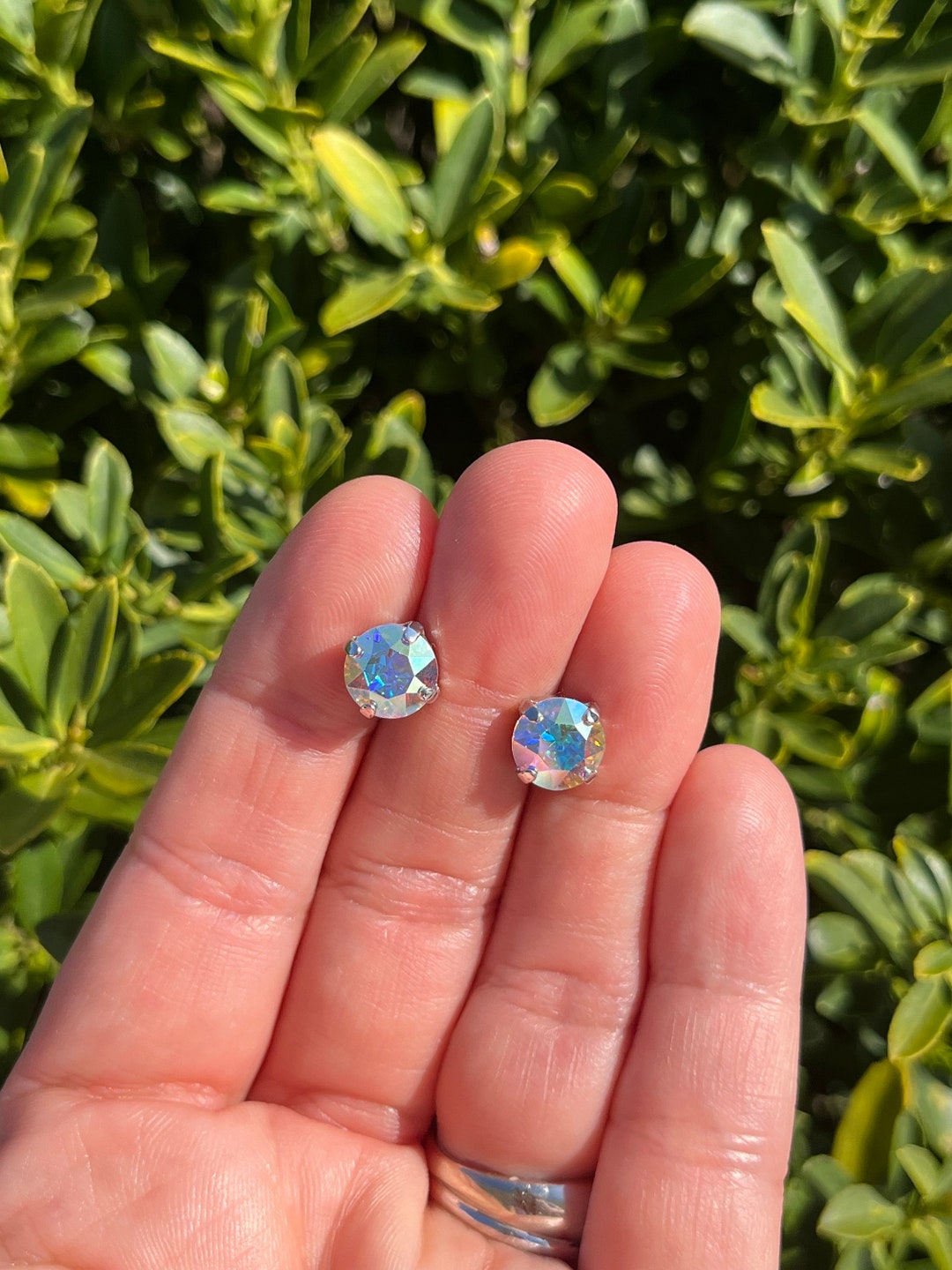 AB Iridescent Aurora Borealis 8mm Genuine Austrian Crystal Stud ...