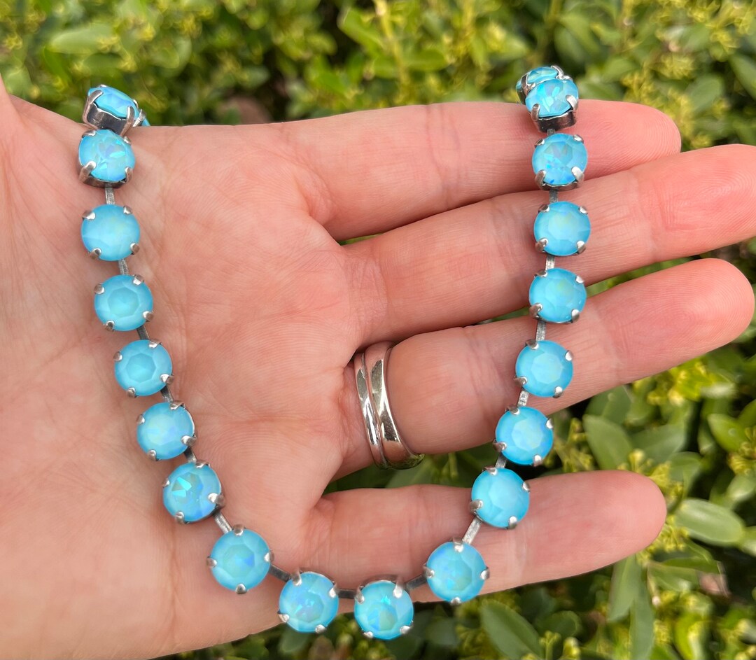Ultra Turquoise Genuine Austrian Crystal 8mm Necklace - Etsy