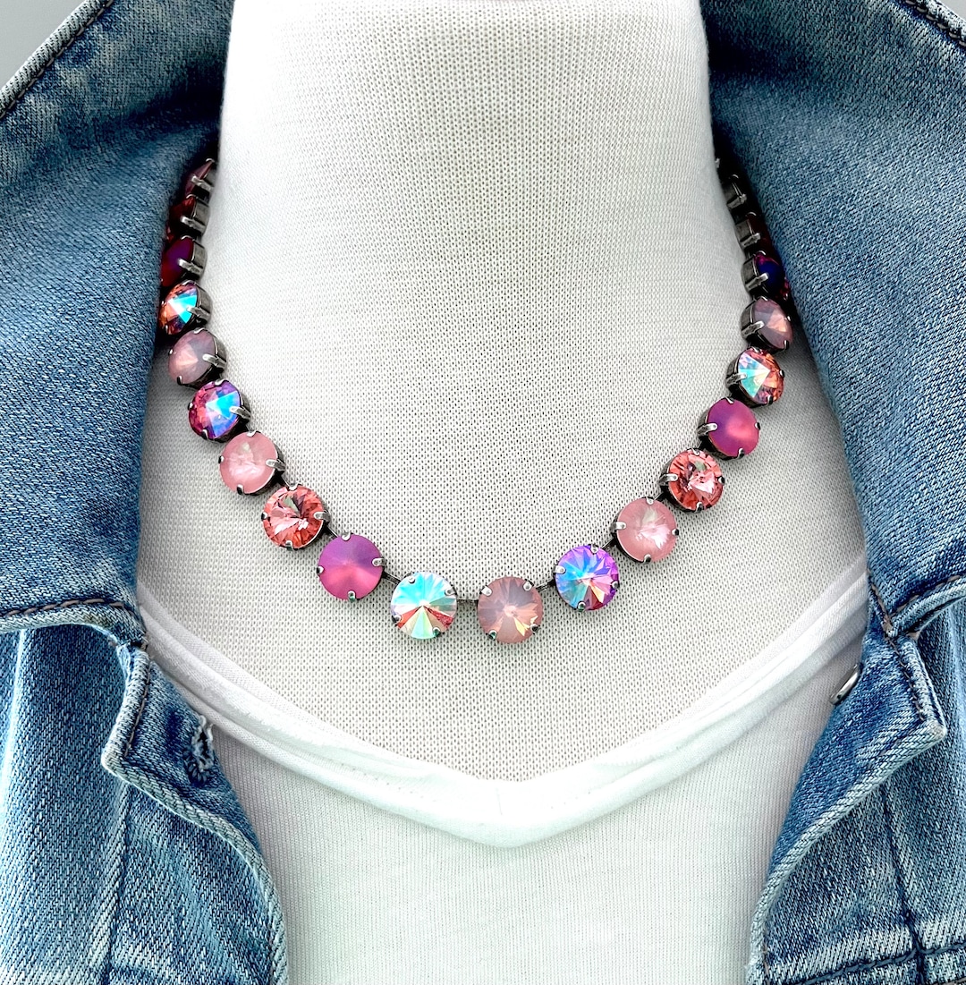 Georgia Peach 12mm Genuine Austrian Crystal Necklace - Etsy