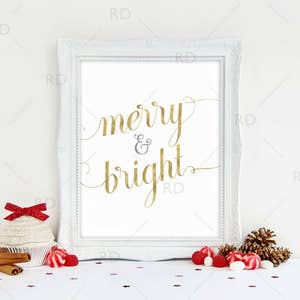 Merry and Bright - PRINTABLE Wall Art / Merry & Bright Printable ...
