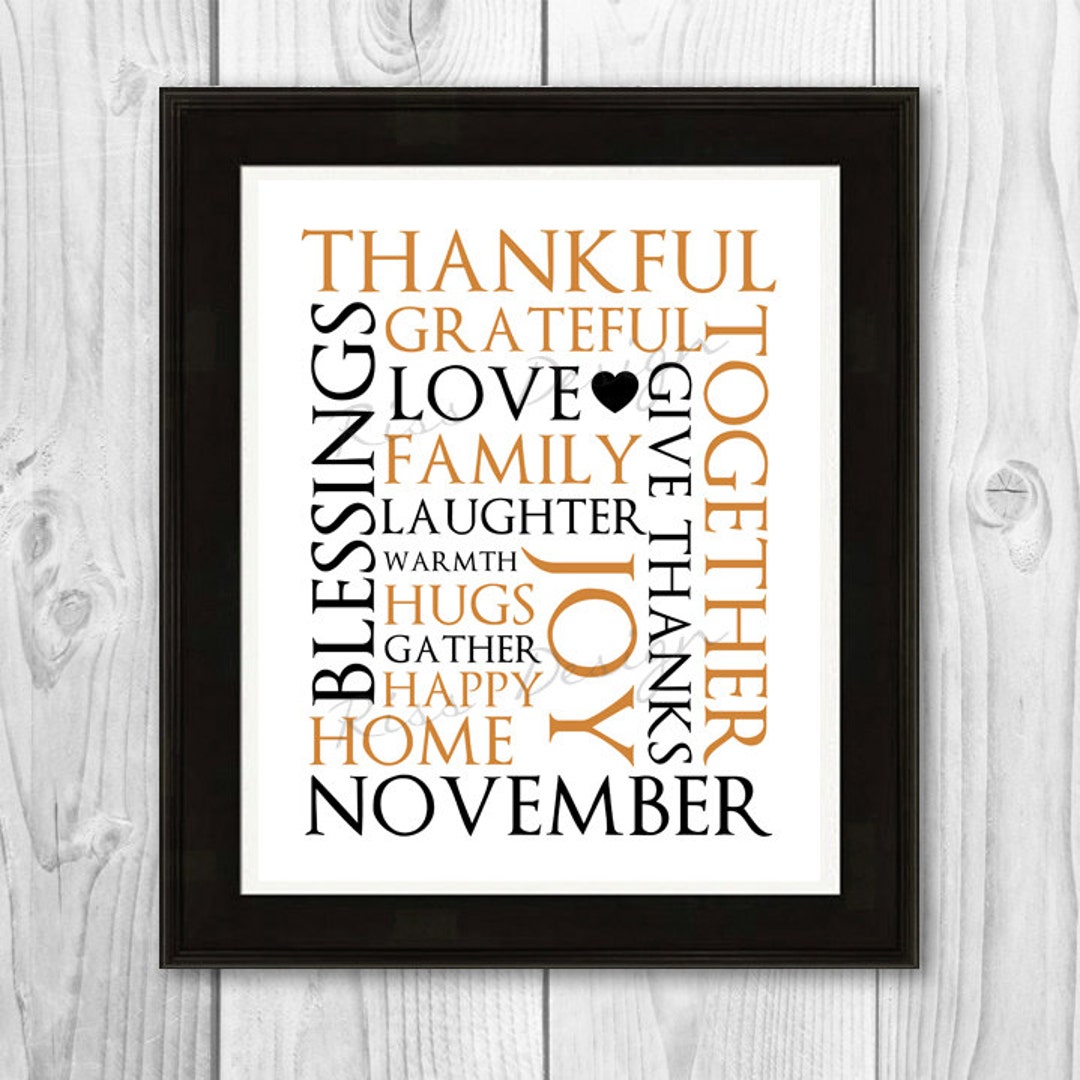 Thanksgiving Word Art - PRINTABLE Wall Art / Give Thanks, Grateful ...