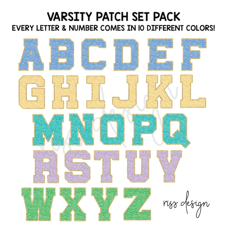 Varsity Faux Chenille Alphabet, Numbers and Symbols | Patch Style ...