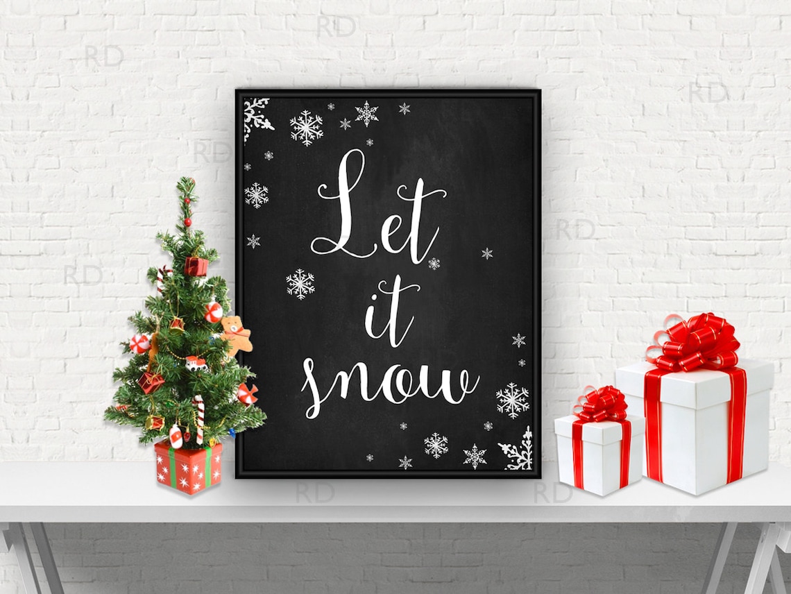 Let It Snow Printable Holiday Art / Home Decor / Christmas - Etsy