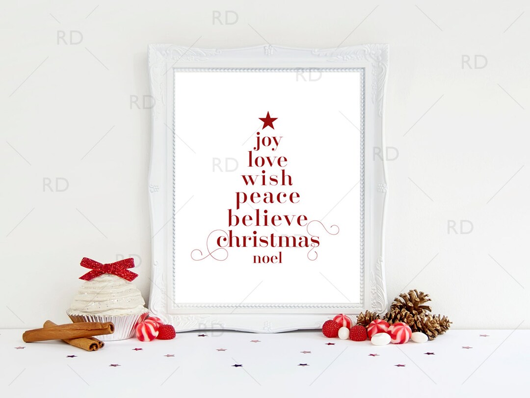 Christmas Tree Subway Art PRINTABLE / Joy, Love, Peace, Believe ...