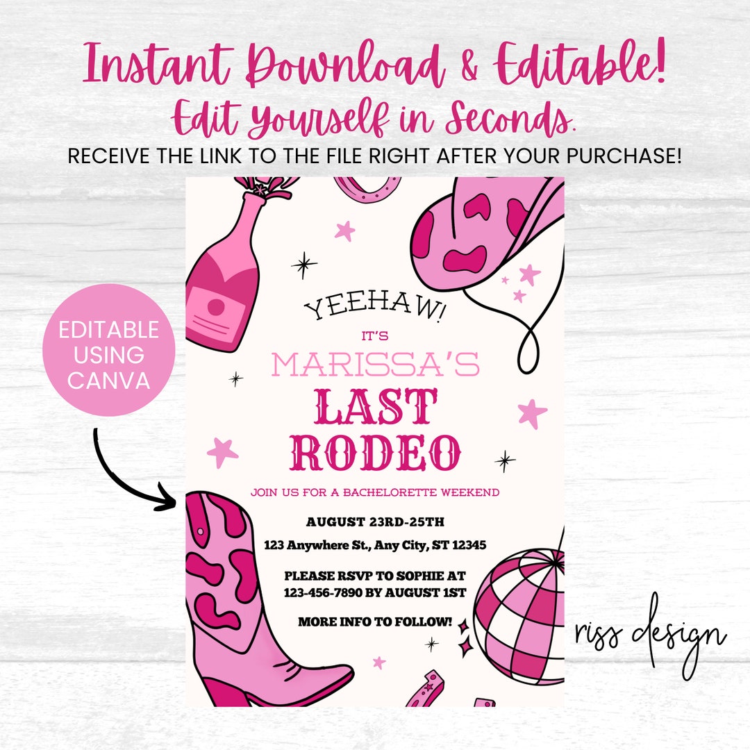 Yeehaw Last Rodeo Bachelorette Party Invitation / PRINTABLE Invitation ...