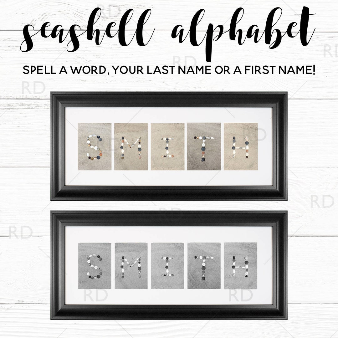 Seashell Letter Alphabet - PRINTABLE Wall Art / Color AND Black and ... Seashell Letter Alphabet - PRINTABLE Wall Art / Color AND Black and ...