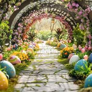 Easter Floral Arch With Flowers Digital Backdrop / Spring Easter Photo ...