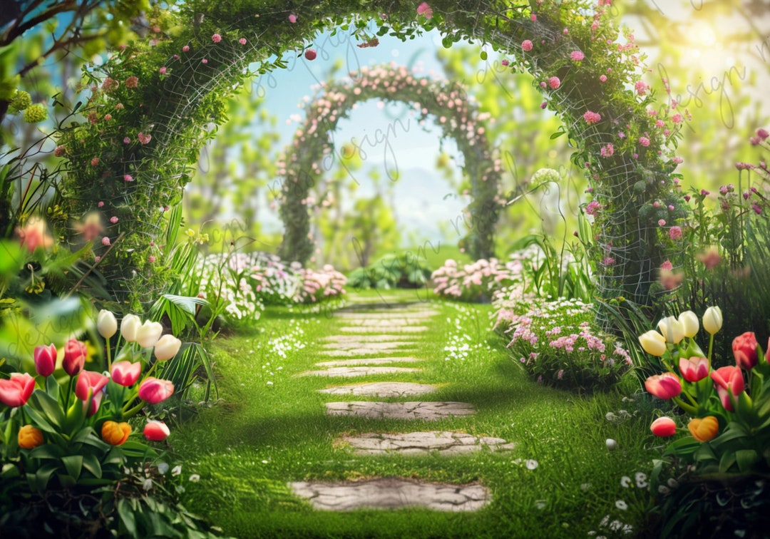 Spring Floral Arch With Flowers Digital Backdrop / Spring Easter Photo ...