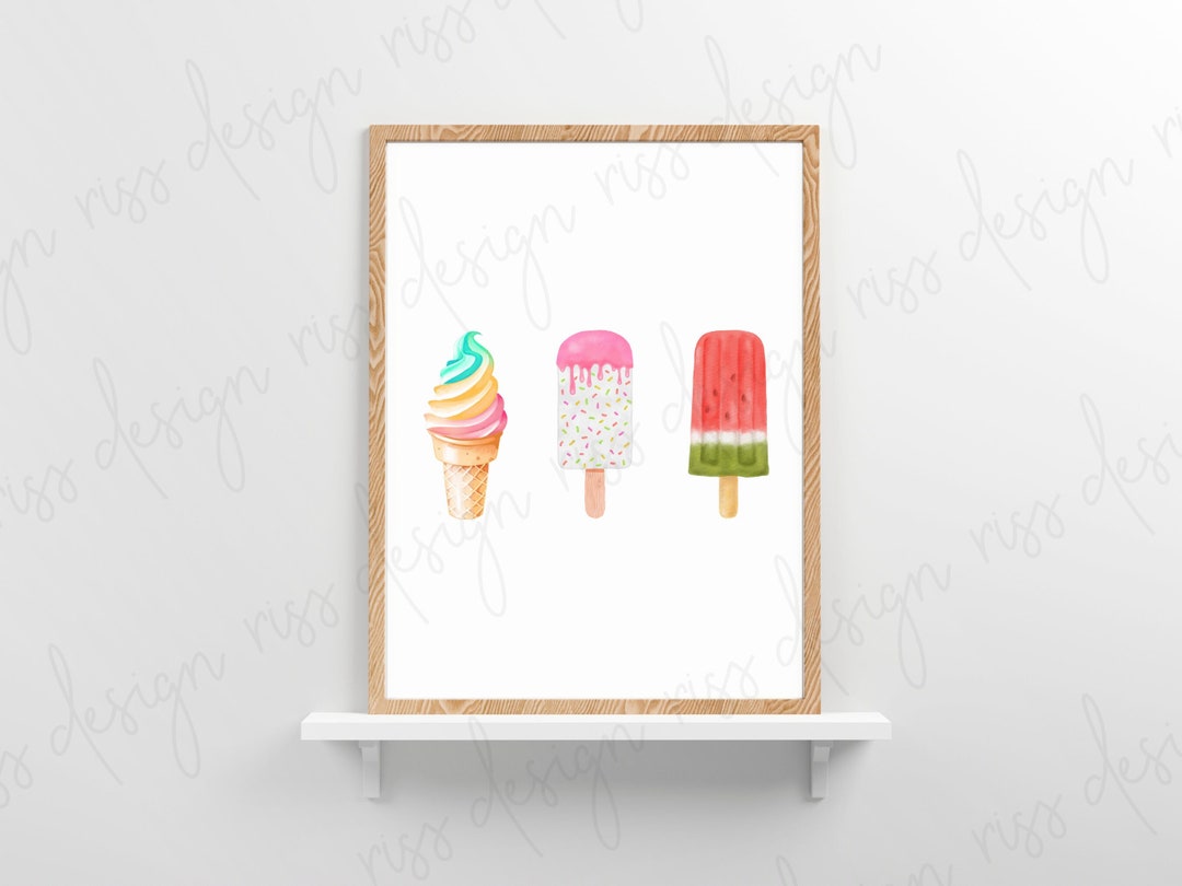 Ice Cream Watercolor - PRINTABLE Wall Art / Ice Cream and Popsicles ...