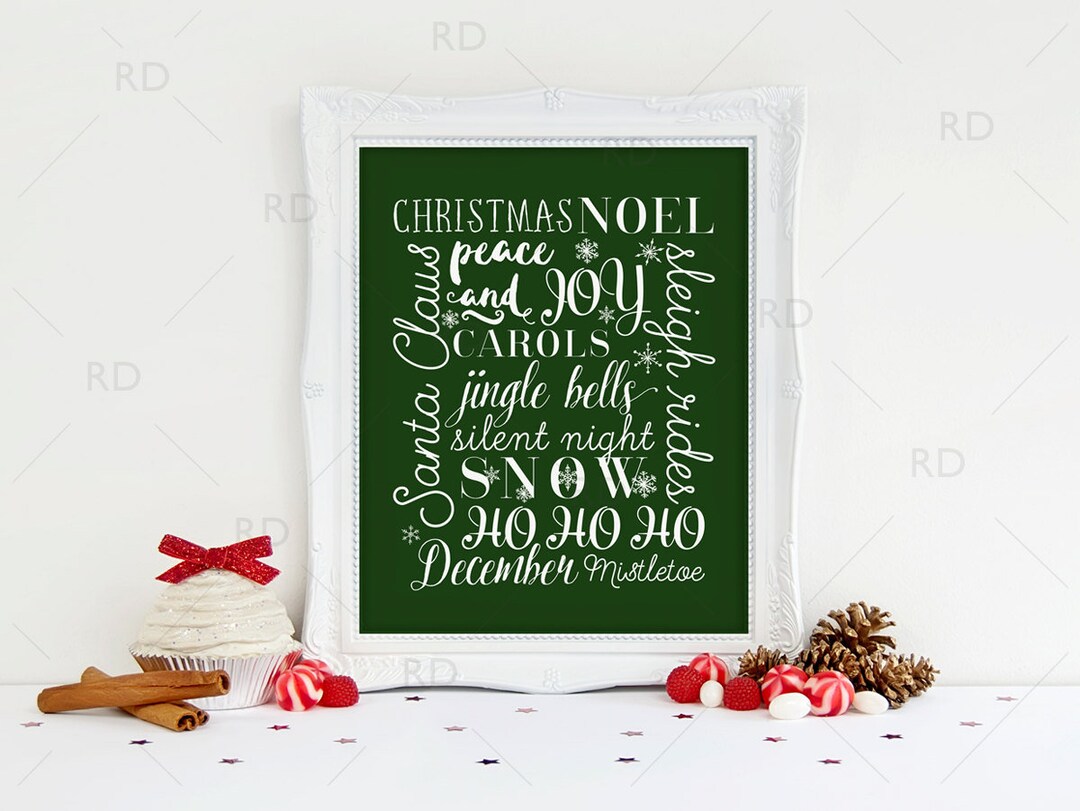 Christmas Word Art - PRINTABLE Wall Art / Christmas Typography Print ...