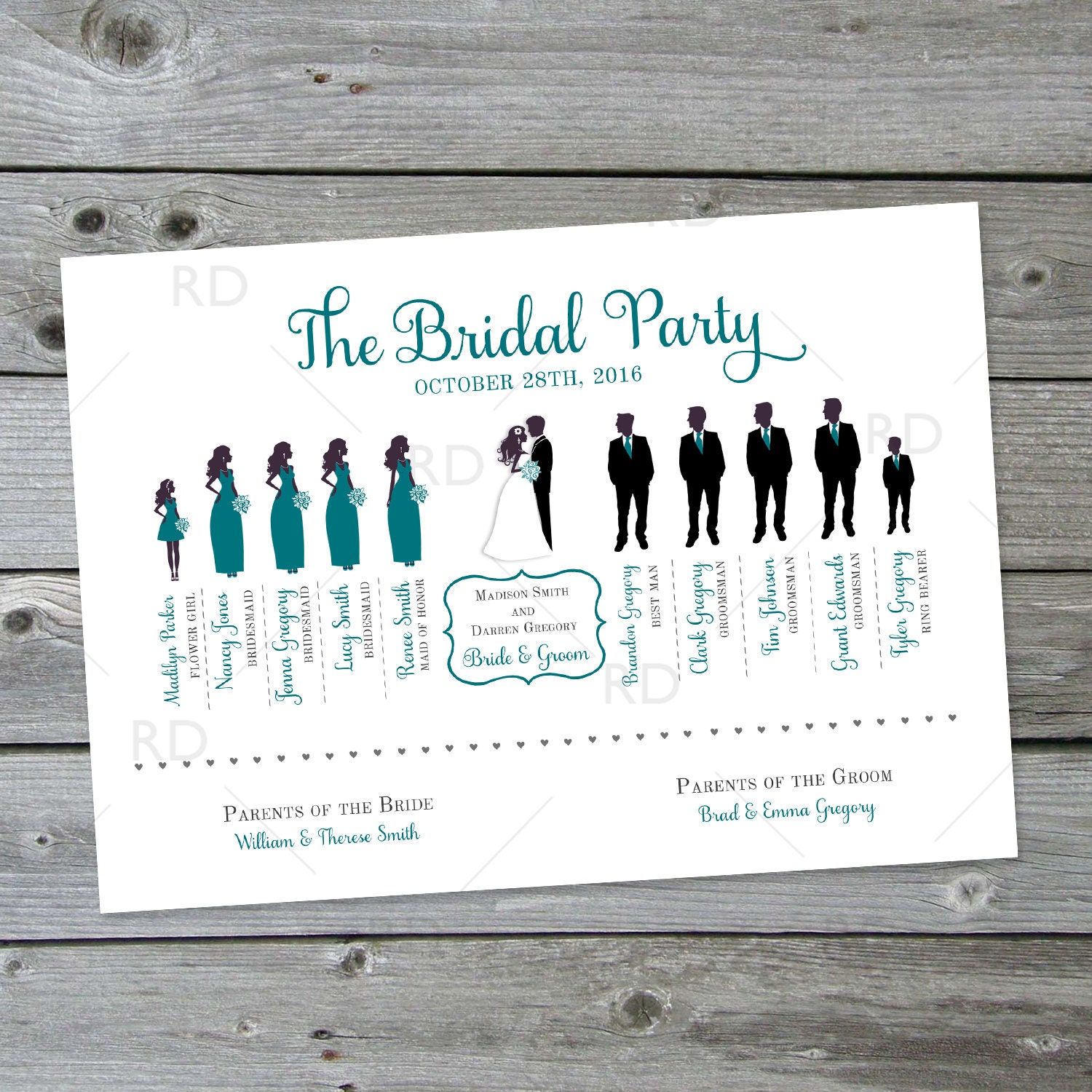 Bridal Party Silhouette Program Template