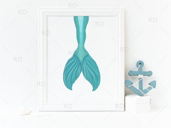 Mermaid Tail PRINTABLE Wall Art / Nautical Print / Ocean - Etsy