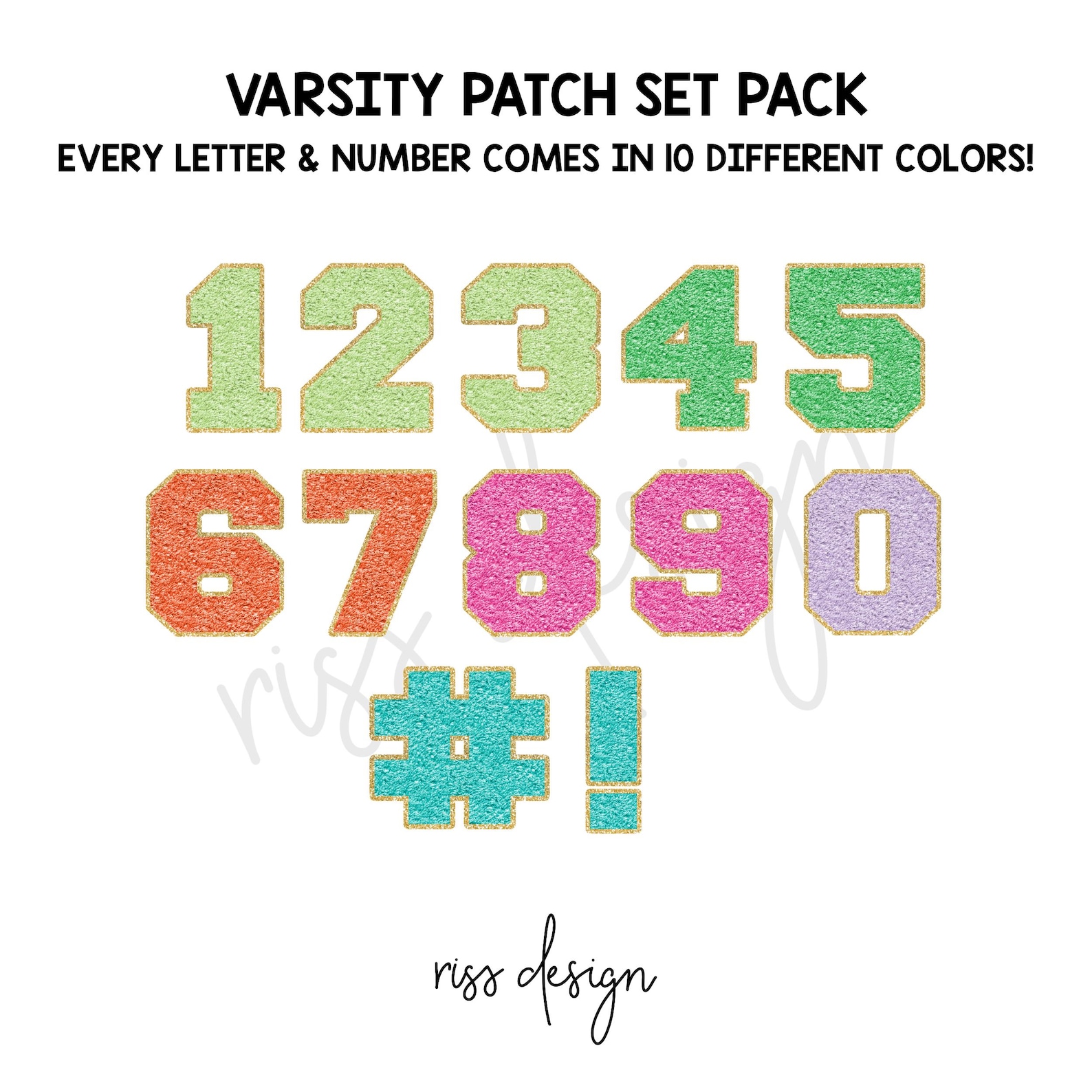 Varsity Faux Chenille Alphabet, Numbers and Symbols | Patch Style ...
