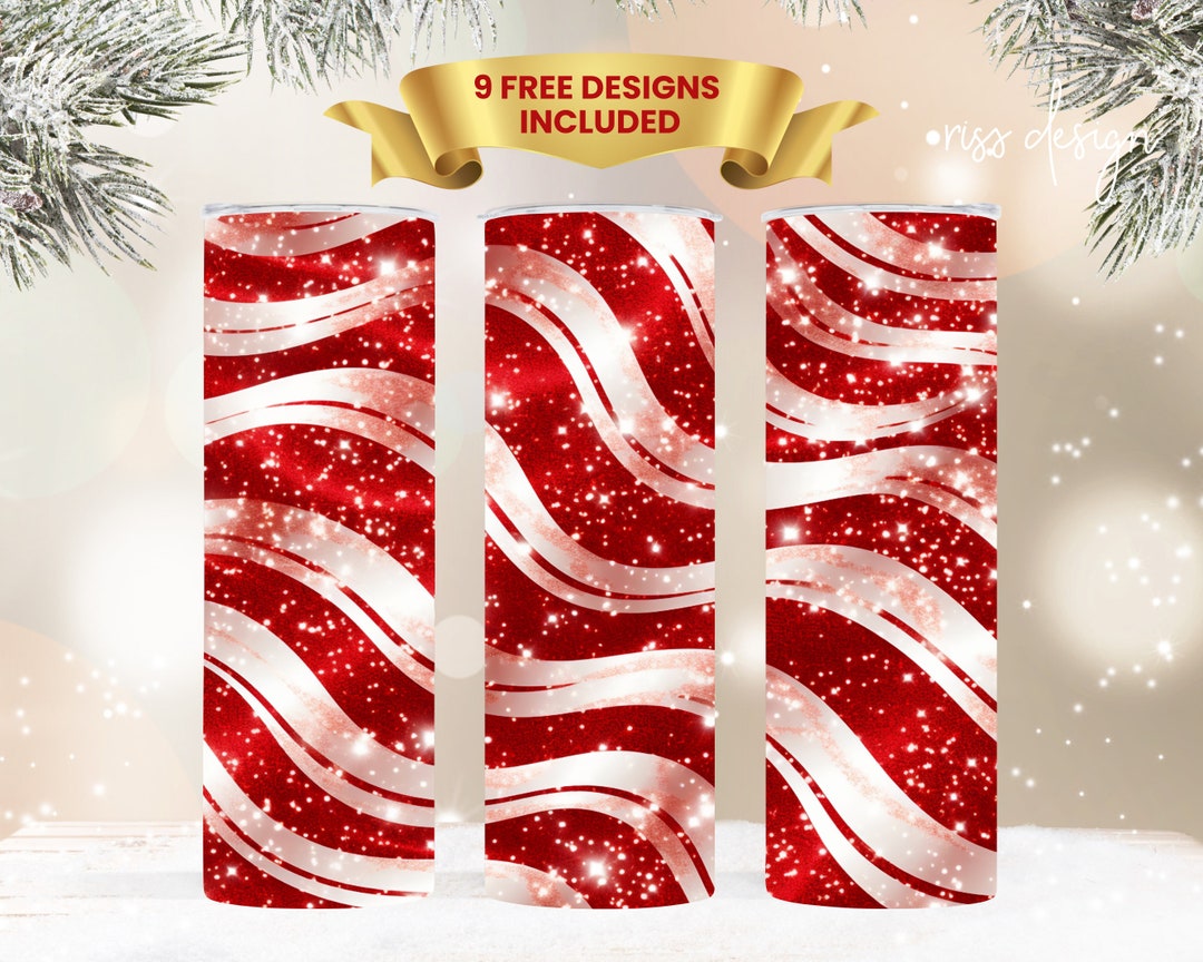 Wavy Candy Cane Stripes Tumbler Wrap / 20 Oz Skinny Tumbler Wrap ...