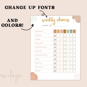 Weekly to Do List | Weekly Chore Chart | Boho Themed Chore Chart | to ...