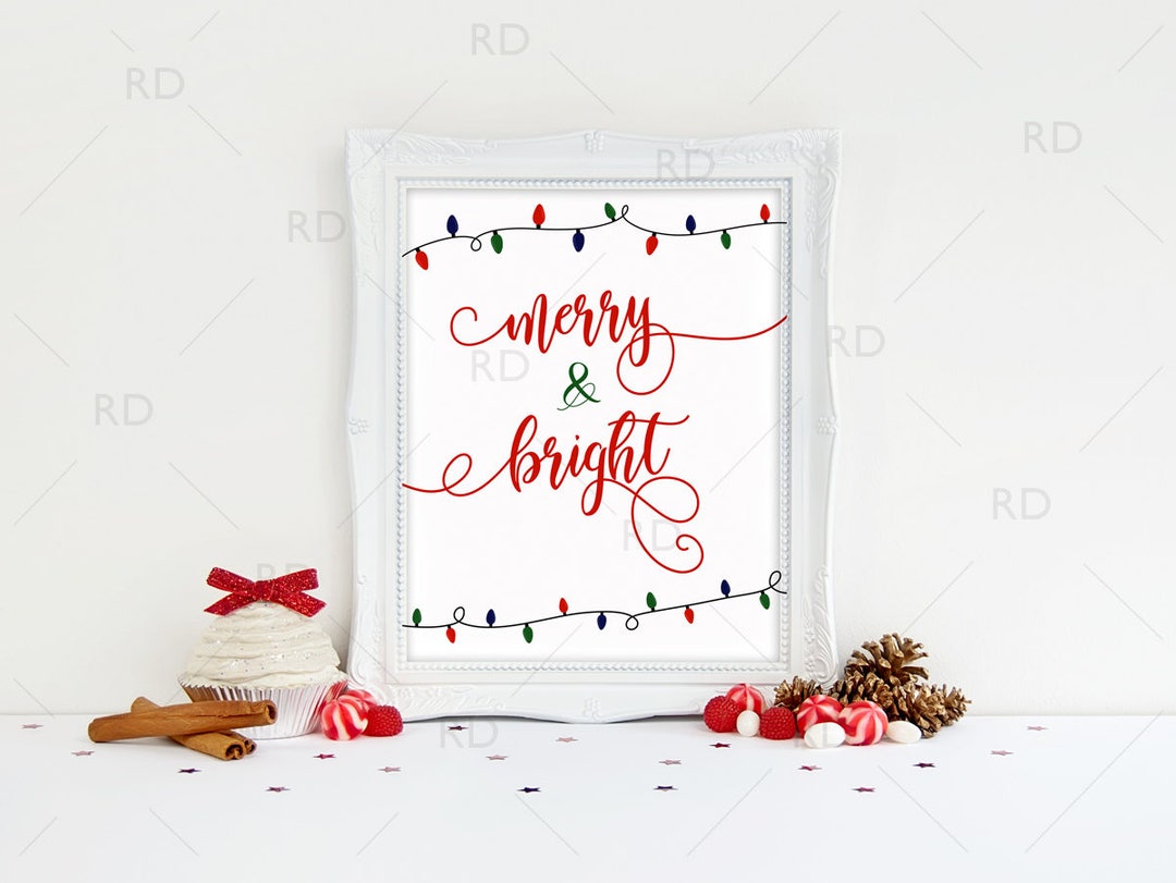 Merry and Bright PRINTABLE - Holiday Art / Christmas Art / Xmas ...