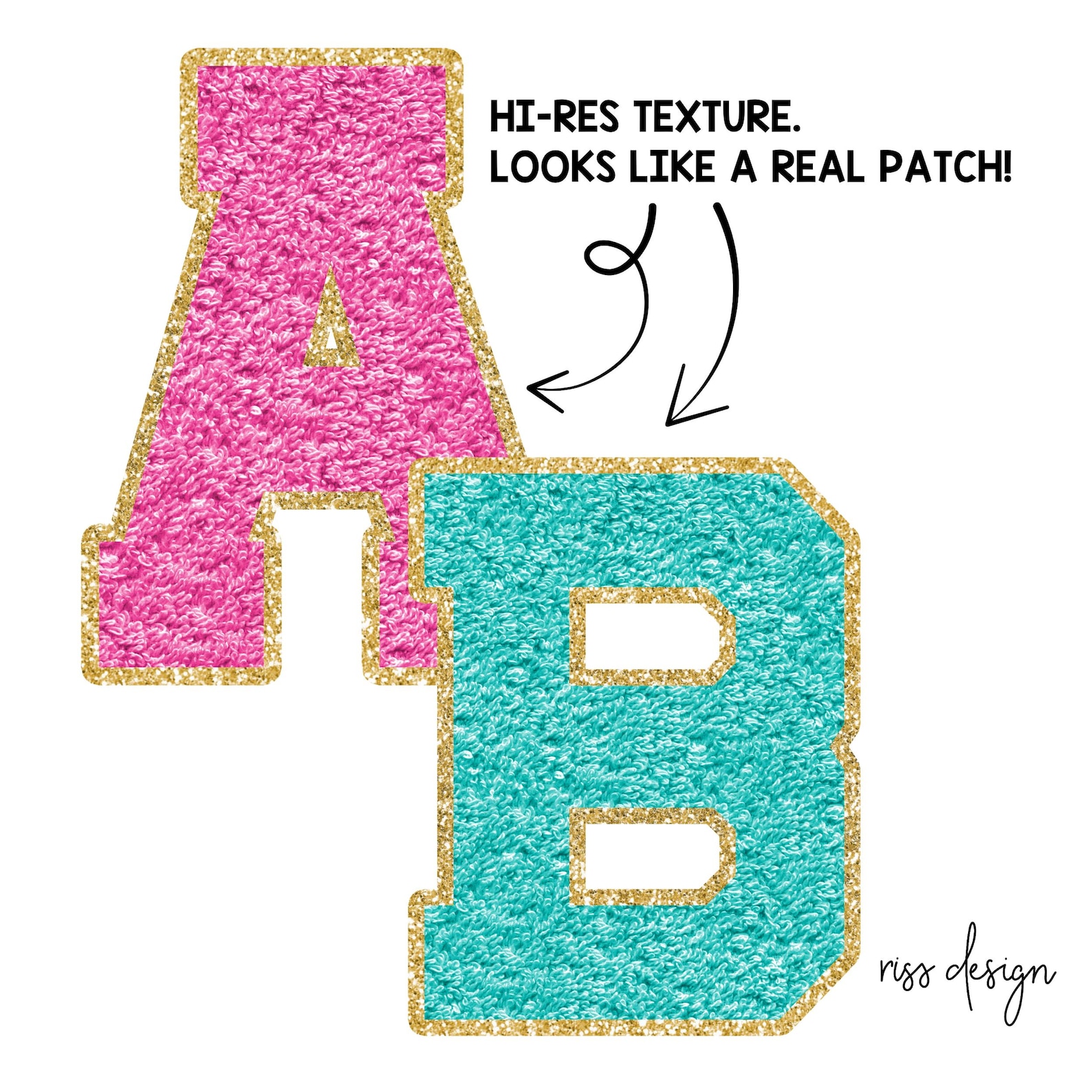 Varsity Faux Chenille Alphabet, Numbers and Symbols | Patch Style ...