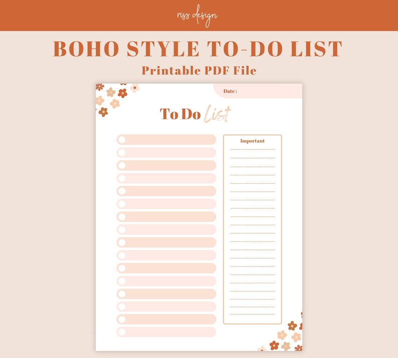 Weekly to Do List Weekly Chore Chart Boho Themed Chore - Etsy