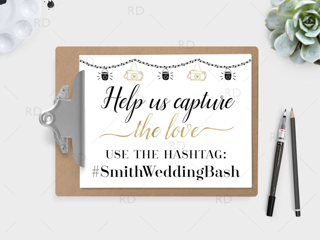 Wedding Hashtag Sign PRINTABLE Art / Use Your Wedding Colors / Hashtag ...