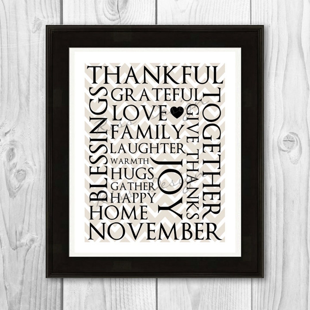 Thanksgiving Word Art With Chevron Background Printable - Give Thanks ...