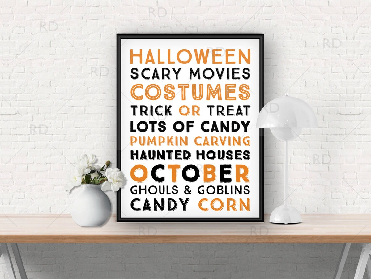 Halloween Typography Word Art PRINTABLE Wall Art / Halloween | Etsy