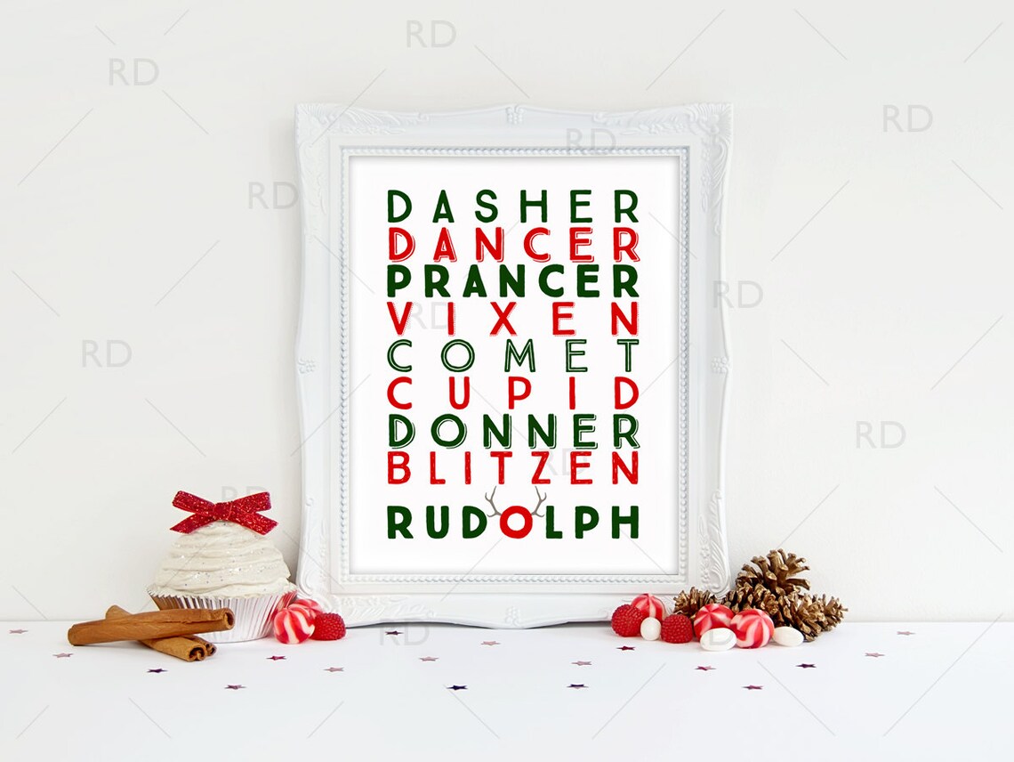 Reindeer Names Art Printable / Rudolph Wall Art / Reindeer - Etsy