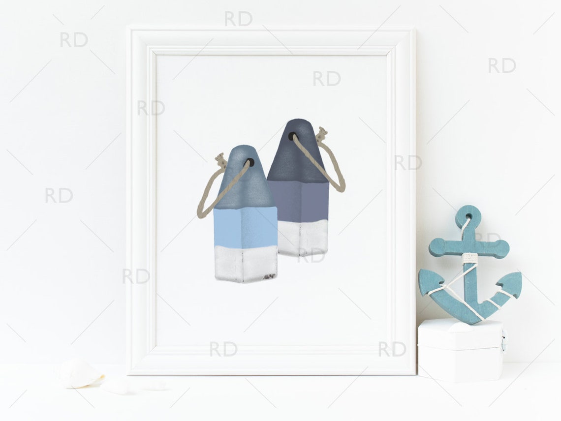 Buoys Hand Drawn - PRINTABLE Wall Art / Nautical Wall Print / Buoy ...
