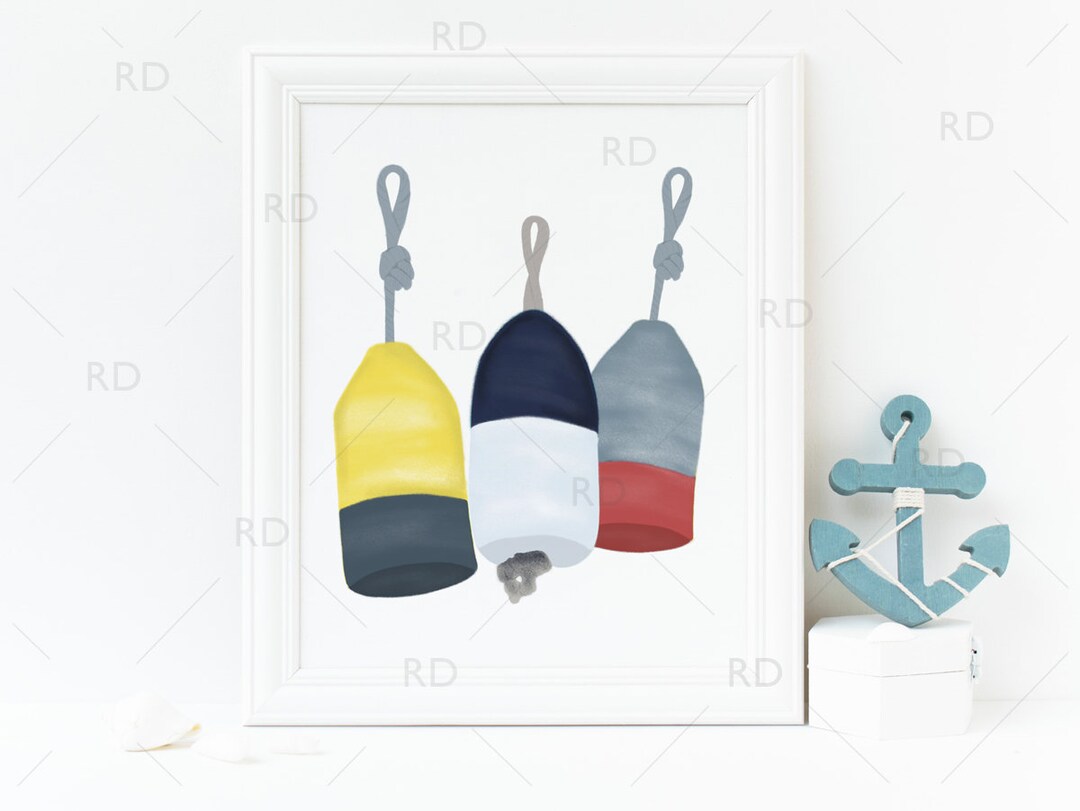 Buoys Hand Drawn - PRINTABLE Wall Art / Nautical Wall Print / Buoy ...