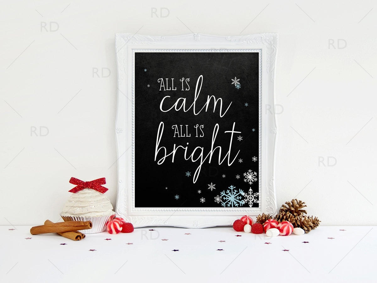 All is calm all is bright Printable / Christmas printable / | Etsy