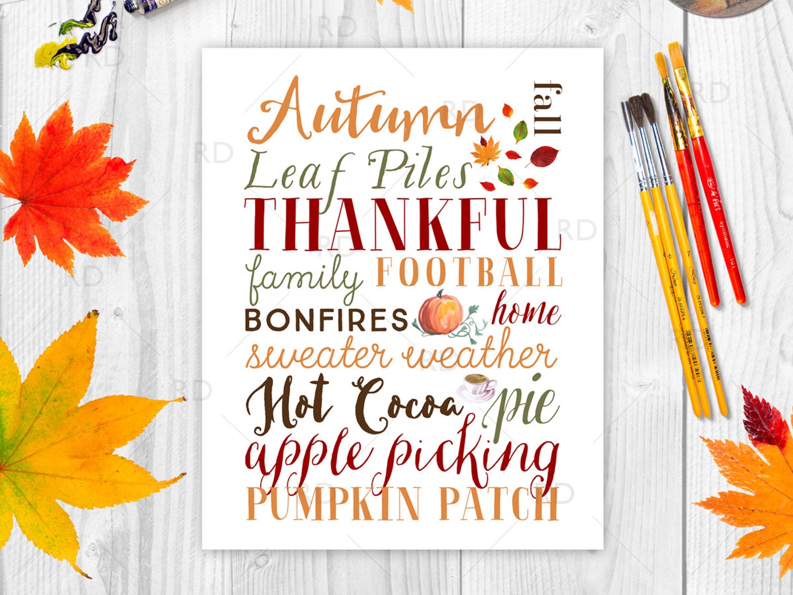 Fall Typography Word Art PRINTABLE / Fall Subway Art / - Etsy