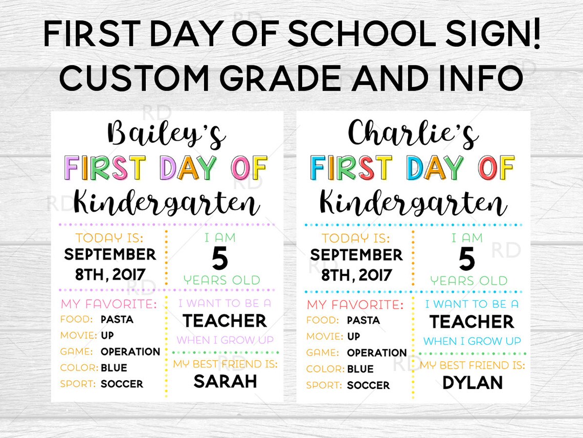 First Day of School Custom Sign PRINTABLE Art / Custom First | Etsy